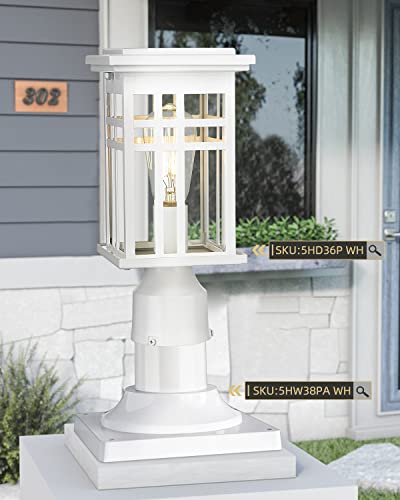 HWH White Pier Mount Base 2 Pack, Cast Aluminum Post Light Mount Base