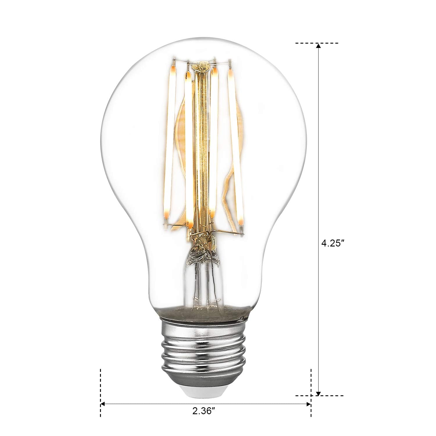 Emliviar Vintage LED Light Bulb 6W, A19 LED Edison Bulb, Pack of 6,A19 ...